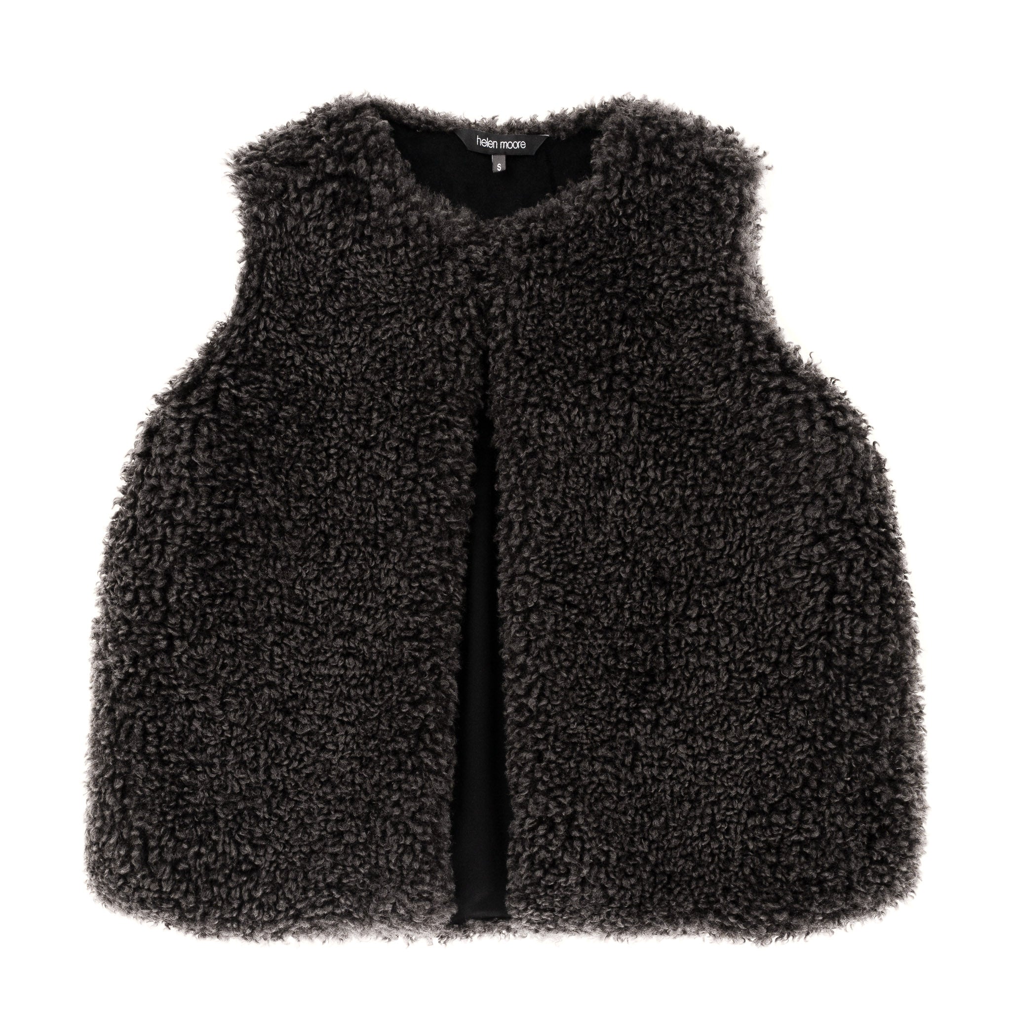 Faux Sheepskin Gilet Charcoal – Helen Moore